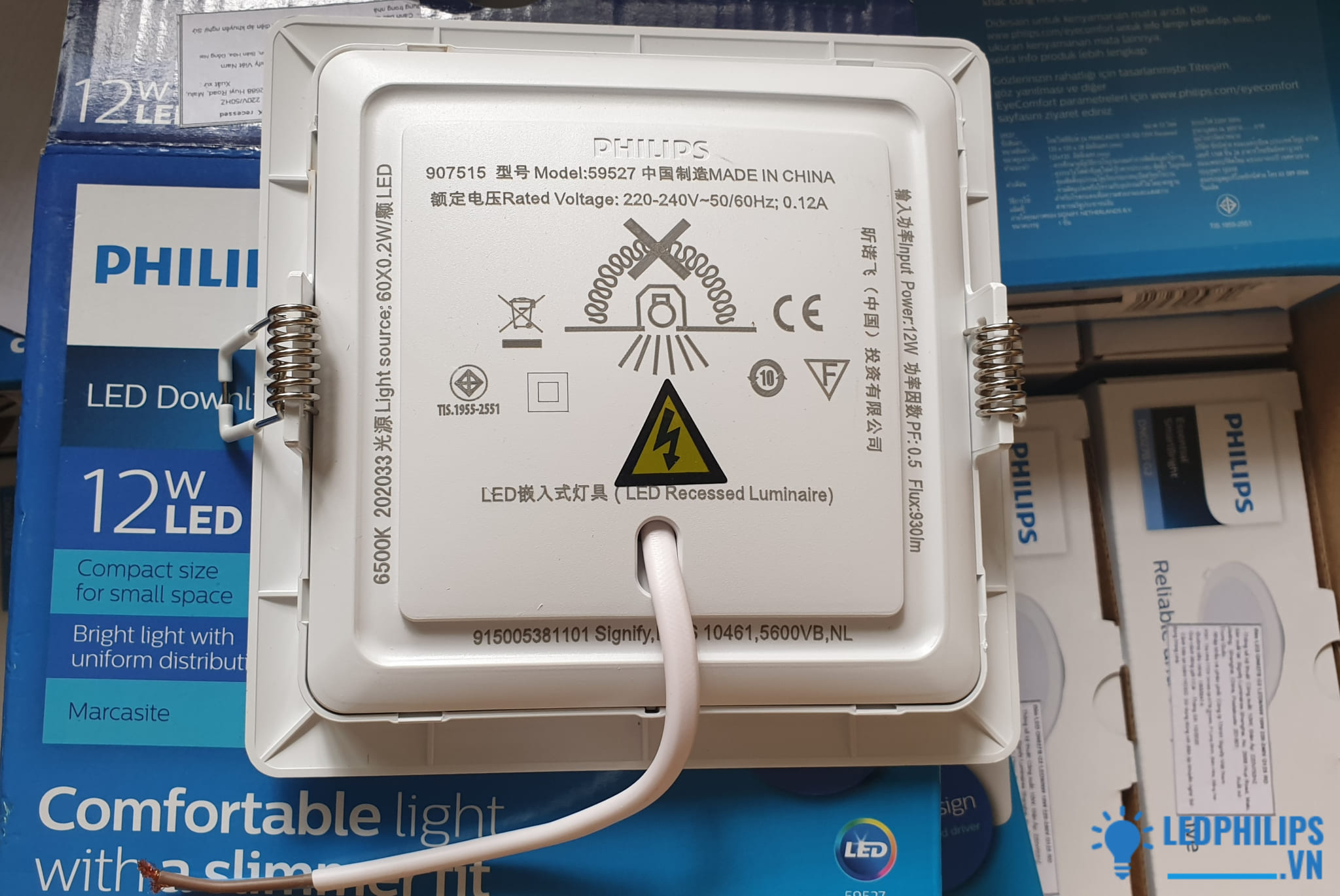 Đèn Downlight Led vuông Philips 59526 Marcasite 9W 6500K - Led Philips